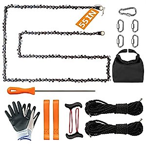 Rope saw PANGZHENG 55 Inch High Reach Tree Limb Hand Rope Saw, 70 Sharp Teeth Blades on Both Sides,Rope saw tree saw high limb Pocket Chainsaw, Tree Limb Saw, Rope Chainsaw