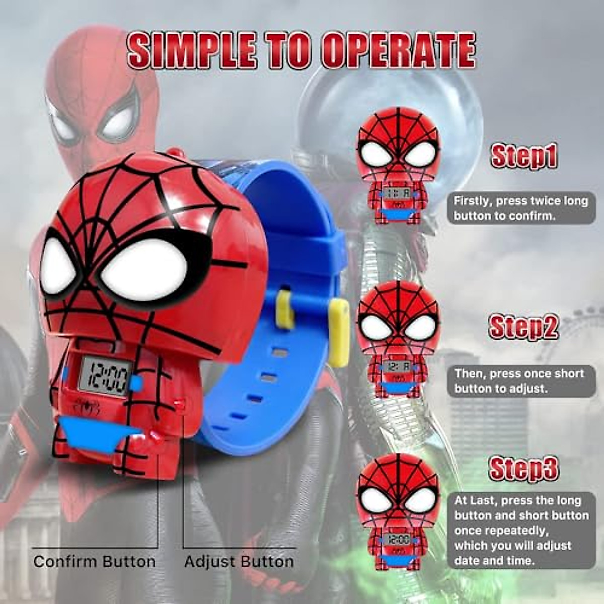 Joyday Superhero Kids Watch, Kids Digital Watch for Boys Girls, Easy Read Cute Cartoon Wrist Watches Toy, Gift for Holiday, Birthday, Christmas