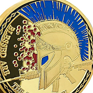 US Police Challenge Coin Thin Blue Line Prayer for Spartan Warrior Commemorative Collection