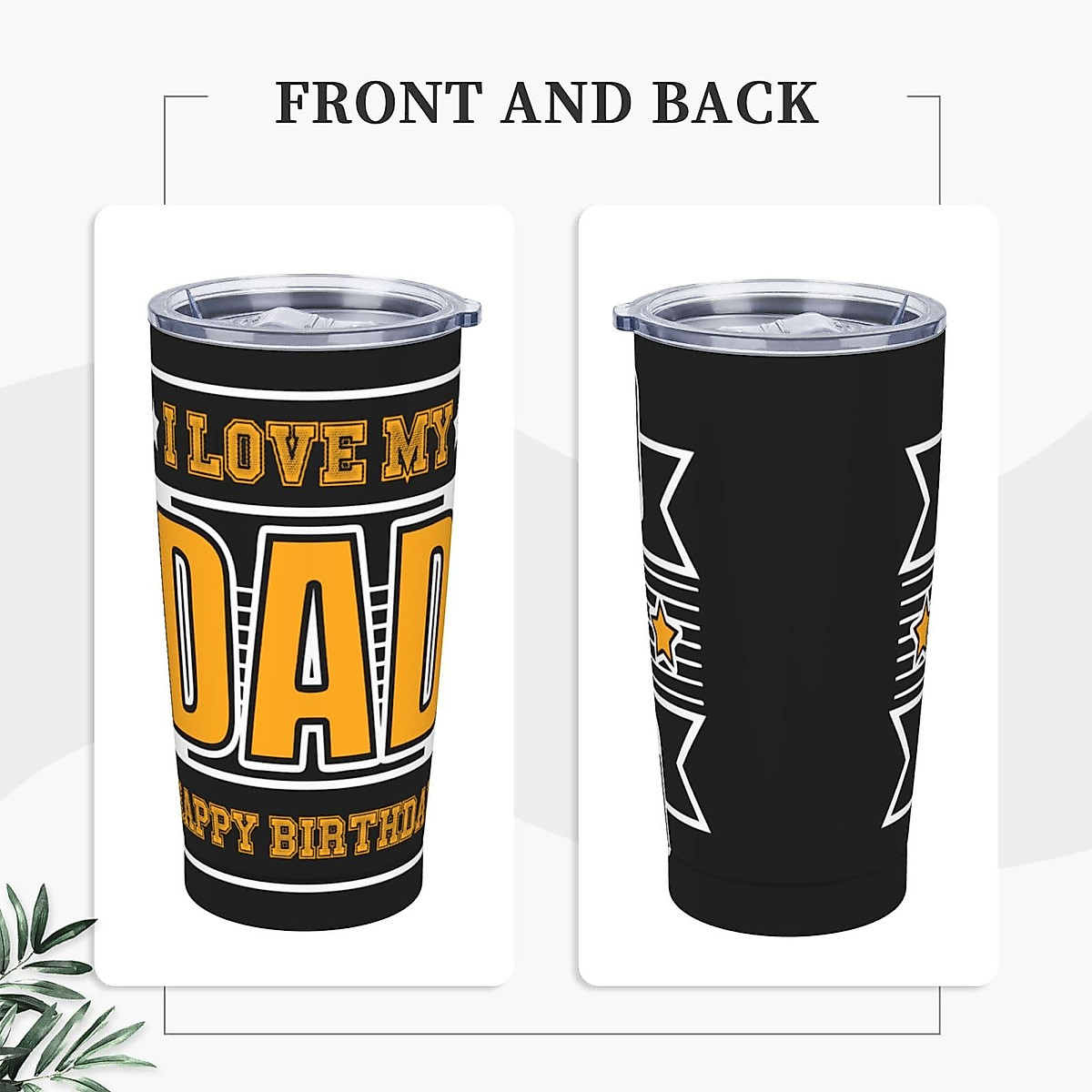 ayvcxui I Love My Dad Father's Day Stainless Steel Insulated Tumbler 20 Oz Water Bottle Coffee Mug Coffee Mug With Lid Straw Gifts