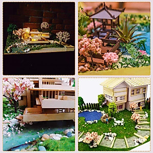 Yetaha 10PCS Pink Flower Model Tree Railway Train Diorama Garden Scenery Layout Architecture Trees for DIY Landscape, 11CM/4.33"