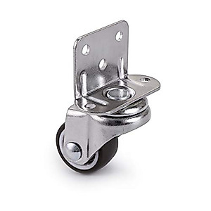Skelang 4 Pcs 1 Inch Side Mounting Casters, TPE Swivel Plated Caster Wheels, L- Shaped Mute Wheel, Replacement for Baby Bed, Carts Trolley, Kitchen Cabinet, Furniture, Table, Loading Capacity 100 Lbs