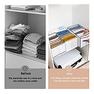 3 Set Cloth Drawer Organizer PVC Nylon Fabric Foldable Wardrobe Clothes Organizer Closet Compartment Dividers Clothes Collapsible Organization for T-shirt Jeans Pants (Gray)