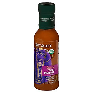 Sky Valley Thai Peanut Sauce - Gluten Free Peanut Sauce, Mild Heat, Authentic Flavor, Organic, Vegan, Non GMO, Gluten Free, Peanut Sauce for Spring Rolls- 14 Oz