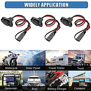 3PCS Sae Connector, SAE Quick Connector Harness, 1FT 12AWG SAE Adapter Male Plug to Female Socket Cable, Waterproof SAE Extension Cord for Solar Panel Generator Battery Charger Battery Tender cable