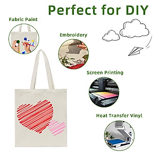 HECTOLIFE 12 Pack Canvas Tote Bags Reusable Blank Canvas Bags for Shopping Bags,Grocery Bags,DIY Gift Bags