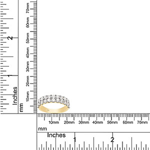 SAVEARTH DIAMONDS 1 1/2 Cttw Round Cut Lab Created Moissanite Diamond Double Row Anniversary Wedding Band Ring In 14K Yellow Gold Over Sterling Silver (VVS1 Clarity, 1.50 Cttw)-6.5