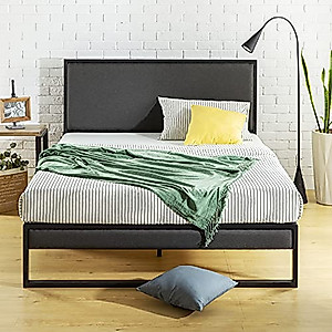 ZINUS Christina Upholstered Platform Bed Frame with Headboard, No Box Spring Needed, Wood Slat Support, Easy Assembly, Queen