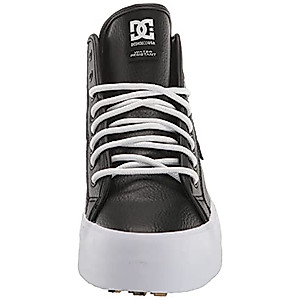 DC Women's Manual HI WNT Skate Shoe, Black/White, 8.5