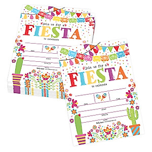 Hadley Designs 25 Taco Mexican Fiesta Cactus Party Invitations, Cinco De Mayo Quinceanera Pinata Twosday Theme Invites, Birthday, Baby/Bridal Shower, Gender Reveal Event Ideas Printable Card Supplies