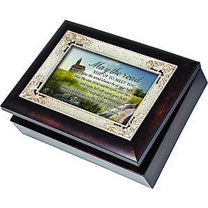 Cottage Garden Irish Blessing Road Rise Up Burlwood Jewelry Music Box Plays When Irish Eyes are Smiling