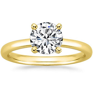 Houston Diamond District Near 1/2 Carat Round Cut Diamond Solitaire Engagement Ring 14K Yellow Gold 4 Prong (K, I2, 0.45 c.t.w) Very Good Cut