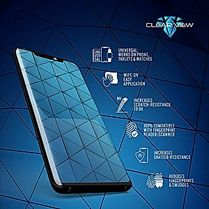 ClearView Liquid Glass Screen Protector | Covers up to 4 Devices | for All Smartphones Tablets and Watches Wipe On Nano Protection - Bottle