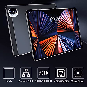 8 Inch Tablet, 8 Inch Black 1960 X 1080 HD Phone Tablet for Video Reading (US Plug)