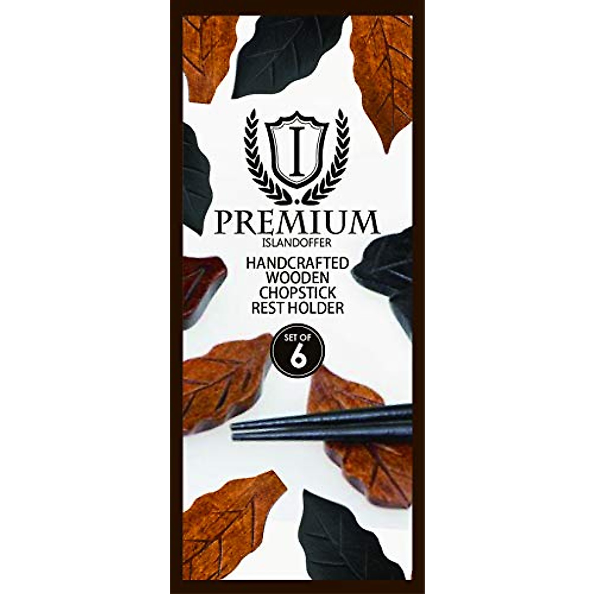 Islandoffer Handcrafted Wooden Chopstick Rest Spoon Fork Knife Holder leaf Designed, Set of 6