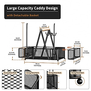 OOKUU Large Grill Caddy, BBQ Caddy with 2 PCS Paper Towel Holder, Picnic Condiment Utensil Caddy for Outdoor Camping, Barbecue Accessories Storage Organizer for Griddle Grilling Tool,Camper Must Haves