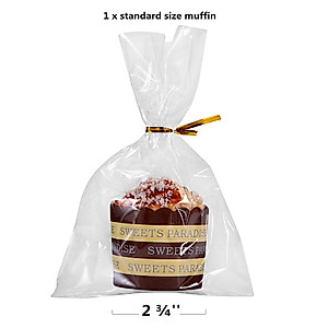 200 Clear Treat Bags 6x9 with 4" Twist Ties 6 Mix Colors - Thick OPP Plastic Cello Bags for Wedding Cookie Birthday Cake Pops Gift Candy Buffet Supplies (6'' x 9'')