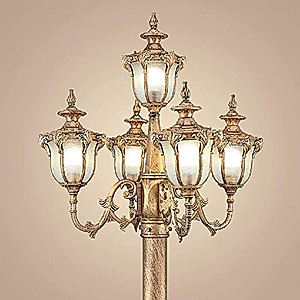 High Pole Street Lamp 5-Lights Outdoor Pillar Post Lantern IP55 Waterproof Rainproof Landscape Lighting Retro Post Light Driveway Pathway Aluminum Column Lamp