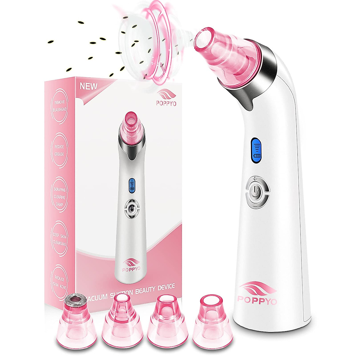Blackhead Remover Pore Vacuum Electric Blackhead Extractor Tool Comedo Removal Suction Beauty Device for Women（Pink)