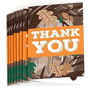 Big Dot of Happiness Gone Hunting - Deer Hunting Camo Baby Shower or Birthday Party Thank You Cards (8 count)