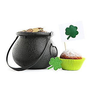GIFTEXPRESS 24-Pack Mini Cauldron Kettles Novelty Candy Kettles for St Patrick Decoration, Pot of Gold Cauldron, Halloween Black Cauldrons Candy Holder, Witches Cauldron, Cauldron Pot Party Favors