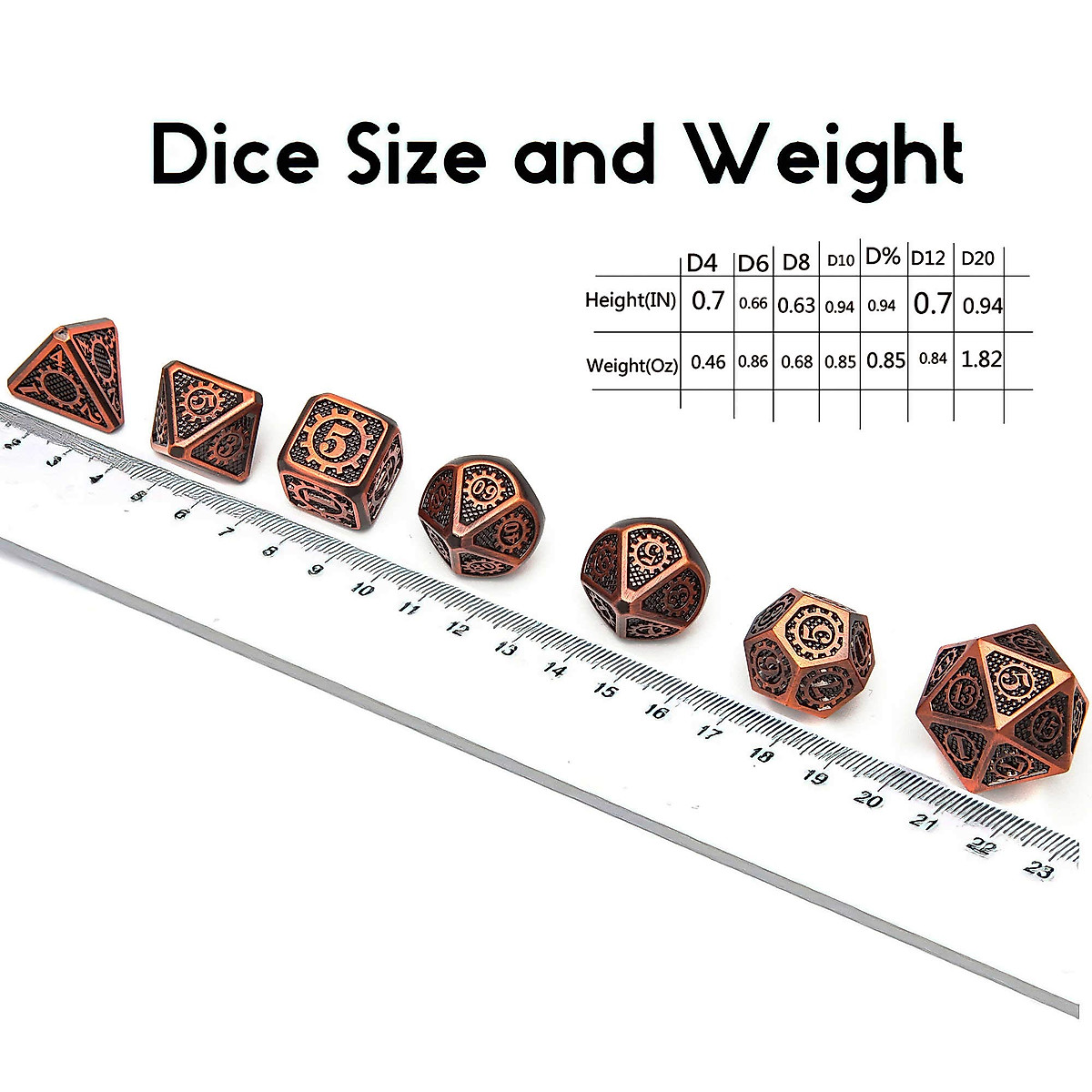 Dungeons and Dragons Dice Set, Metal Polyhedral DND Large Dice Bag Bulk Tower Role Playing Dice