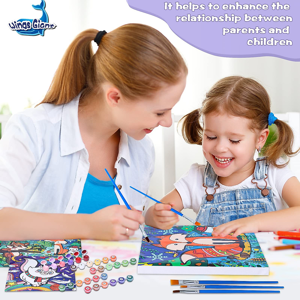 Wings Giant Paint by Numbers Framed, 3 Pack Painting Kit for Kids DIY Printed Canvas, Paint by Numbers for Kids Ages 8-12 9-12 4-8, Christmas Gift for Kids, Art Supplies & Arts and Crafts for Kids