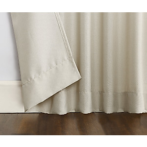 No. 918 Trevor Heathered Texture Semi-Sheer Tab Top Curtain Single Panel, 40" x 84", Ecru