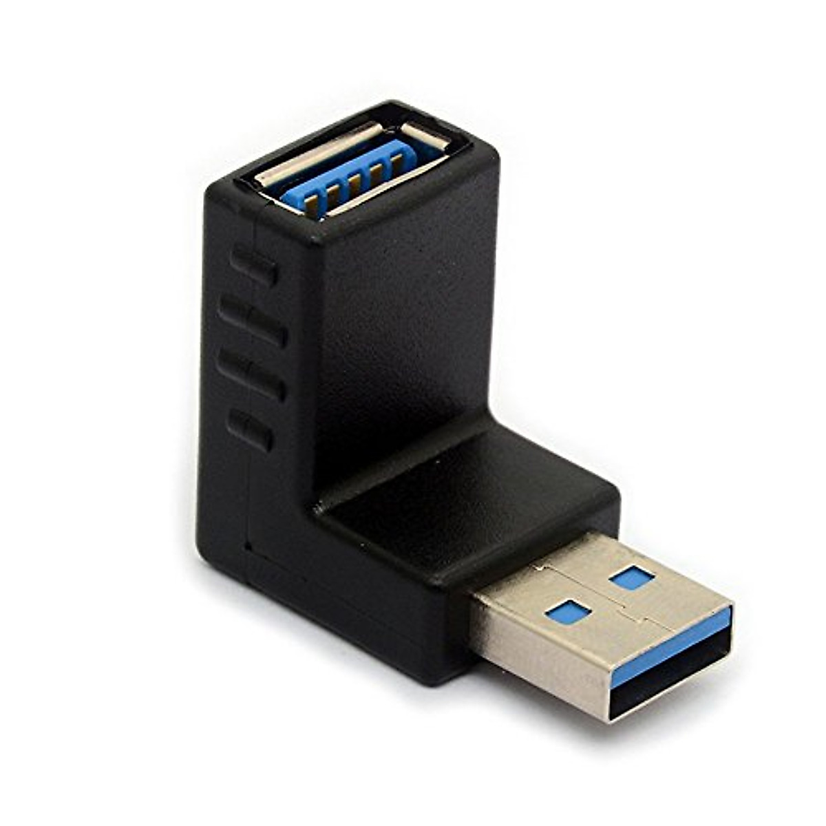 BSHTU USB 3.0 Adapter 90 Degree Right Angled Gender Changers USB Connector Type A Vertical Male to Female Extender L-Shape Plug 2Pcs (Down)