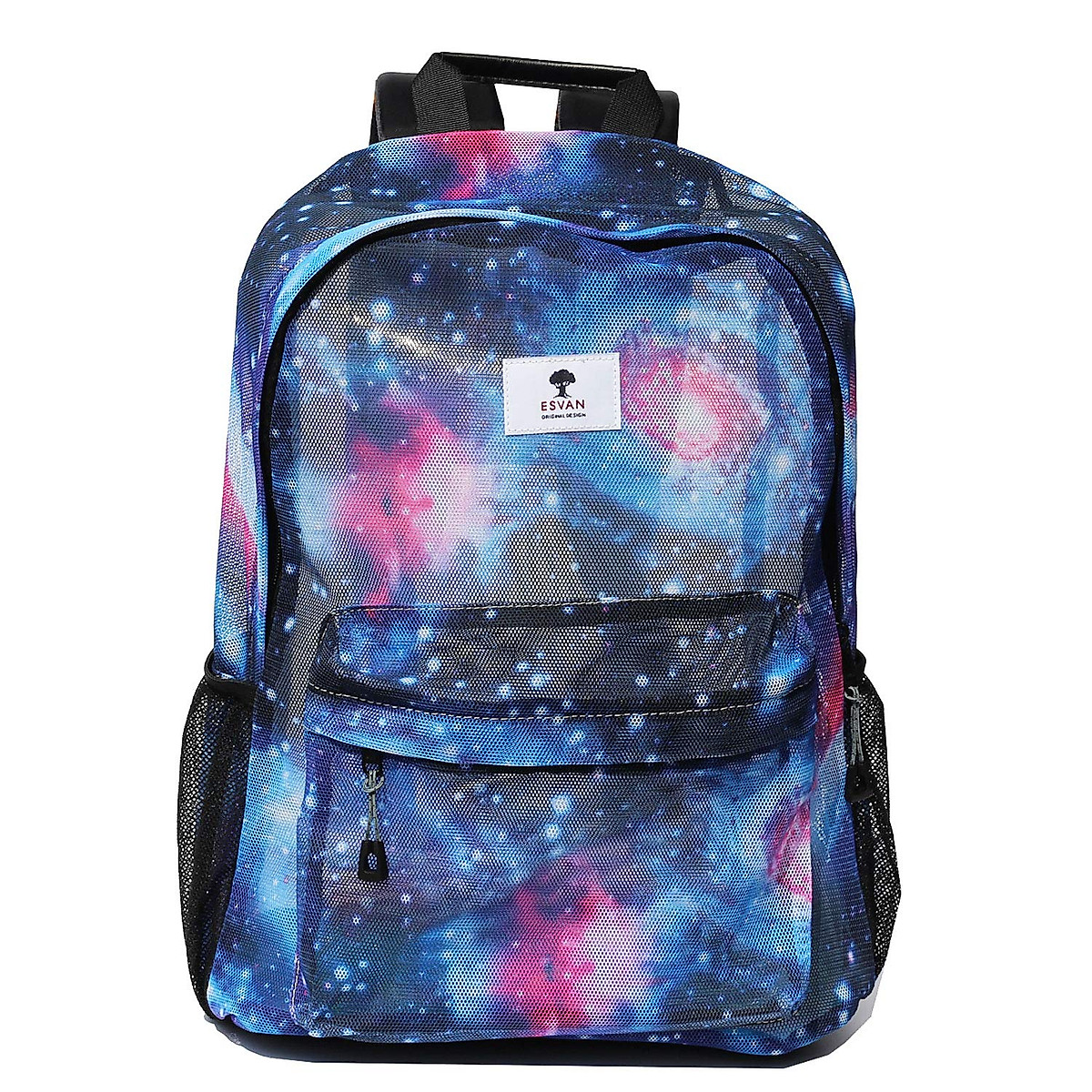 ESVAN Original Print Mesh Backpack Semi-Transparent Sackpack See Through Beach Bag Daypack Multi-Purpose Women Men Unisex (Star River)