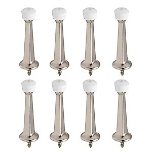 Liberty Premium Door Stoppers Metal Solid Rigid Door Stop Brushed 3" (Satin Nickel, 8 Pack)