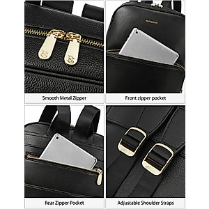 BOSTANTEN Leather Laptop Backpack for Women 15.6 inch Computer Bag College Student Daypack Back to School Supplies Travel Bag