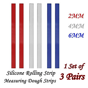 A-XINTONG Silicone Rolling Strip Silicone Measuring Dough Strips Perfection Strips, Dough Thickness Guides for Dumplings, Noodles, Pasta, Pies, Pizza, Cookies