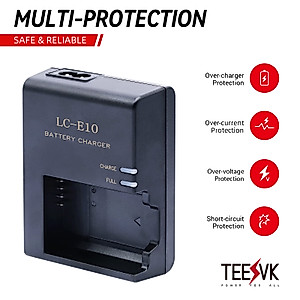 LC-E10 Battery Quick Charger for Canon: LP-E10 LC-E10C LC-E10E Battery Compatible with Canon EOS Rebel T3 T5 T6 T7 T100 1500D 2000D 3000D 4000D 1300D 1200D 1100D Cameras Power Supply