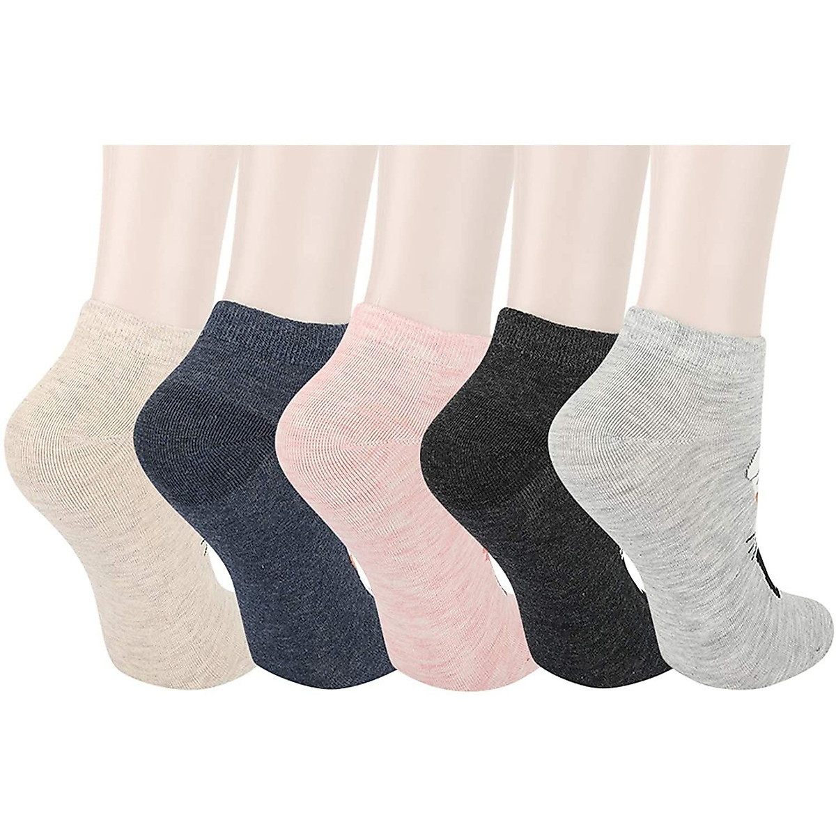 Everything Socks Animal Socks for Women men girls teens and kids- 5 Pack Includes Calico Cat, Fox, Red Panda, and Chipmunk Design- Fun ankle socks for Children & Adults