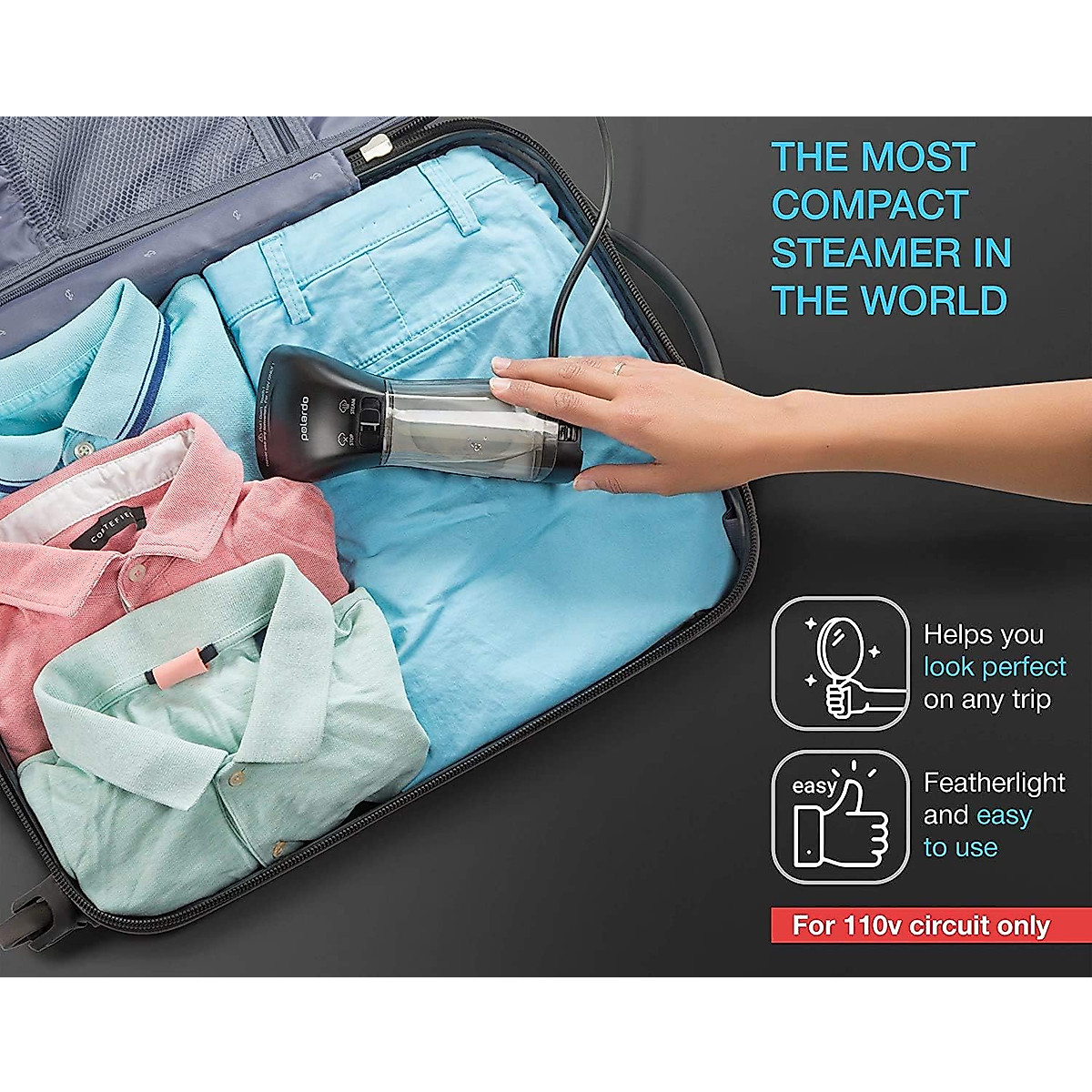 Steamer for Clothes, Hand Held Portable Travel Garment Steamer, Metal Steam Head, 25s Heat Up, Pump System, Mini Size, Handheld Steamer for Any Fabrics, No Water Spitting, 120V Black