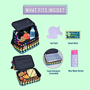 Wildkin Two Compartment Insulated Lunch Bag for Kids – School & Travel Ready - Rainbow Hearts