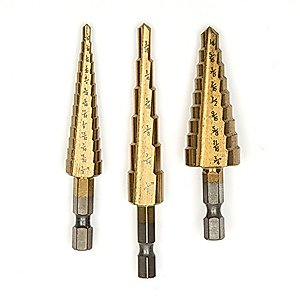 Titanium Step Drill Bit Set Unibit Drill Bits Unibits Set Uni Bit Step Bit Sets Stepped Drill Bits For Sheet Metal Hole Cutter Plastic Plexiglass Acrylic Impact Driver Unabit Up Stepper Cone Hex Shank
