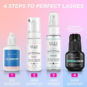 Crystal Clear Professional Eyelash Extension Glue | Super Strong Clear Lash Adhesive for Long Lasting Semi Permanent Individual Lash Eyelash Extensions | 1-2s Fast Drying / 7 Weeks Retention