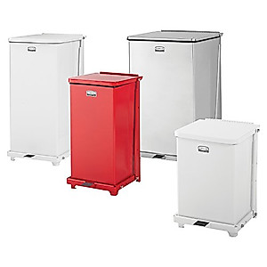 Rubbermaid Commercial ST7EWHPL Defenders Biohazard Step Can, Square, Steel, 7gal, White