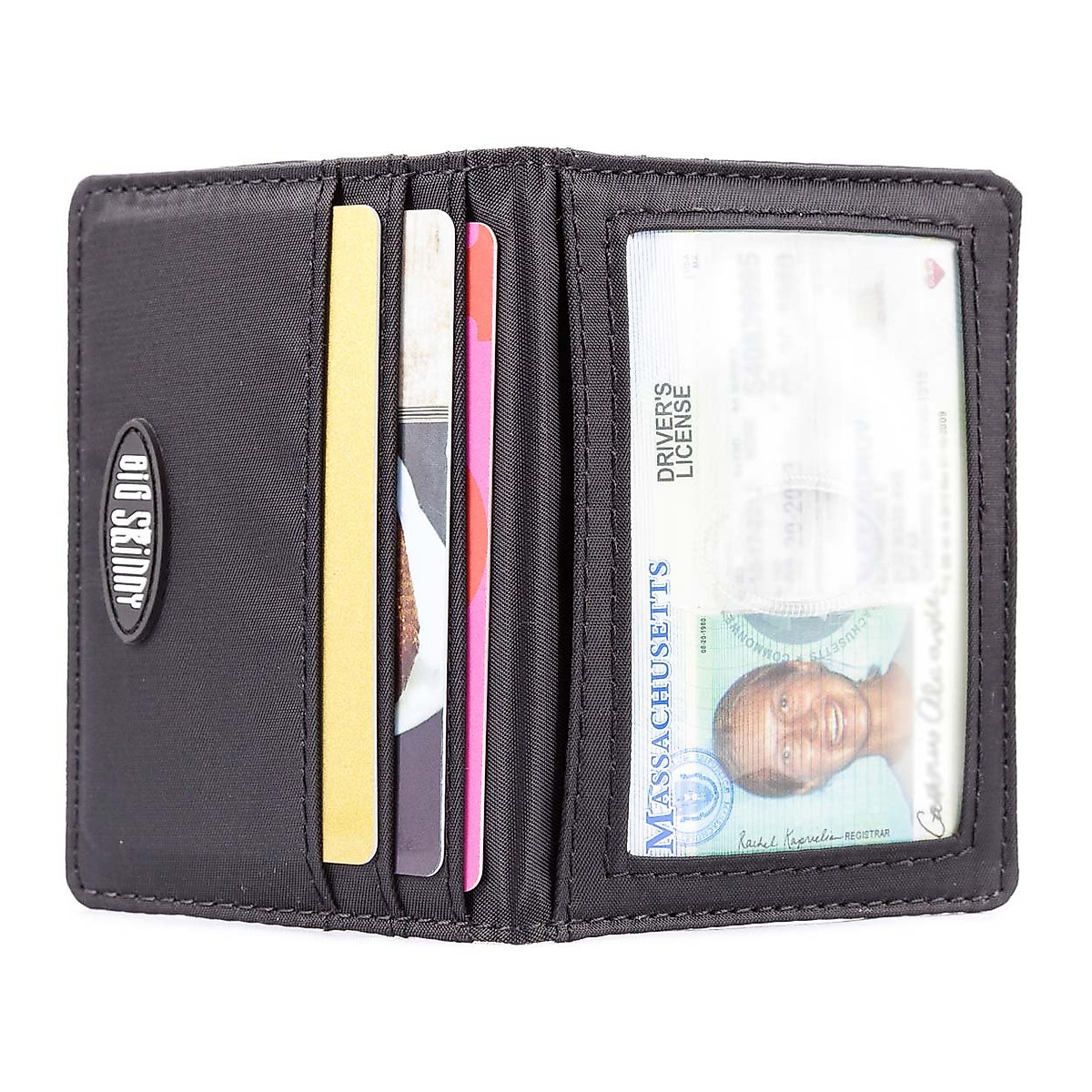 Big Skinny New Yorker Leather ID Slim Wallet, Holds Up to 24 Cards, Lightweight,Slim, Black