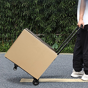 AKOZLIN Portable Travel Cart with Belt Adjustable Handle Compact Trolley Dolly Car Seat Cart(Only fit for car Seats with ISOFIX Interface)