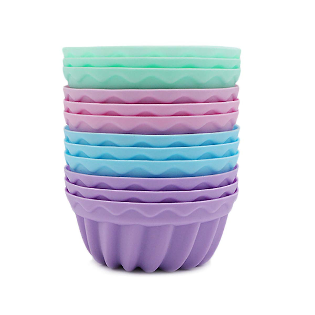 UpTuoLi Silicone Donut Pans for Baking, 12Pcs Mini bundt Pan Silicone Donut Molds, Nonstick Doughnut Muffin Pumpkin Cup Cupcake Molds Pan, Mini Fluted Tube Silicone Baking Molds