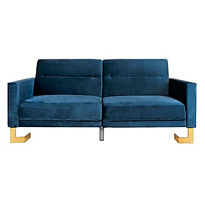Safavieh Home Tribeca Glam Navy Velvet and Brass Foldable Sofa Bed
