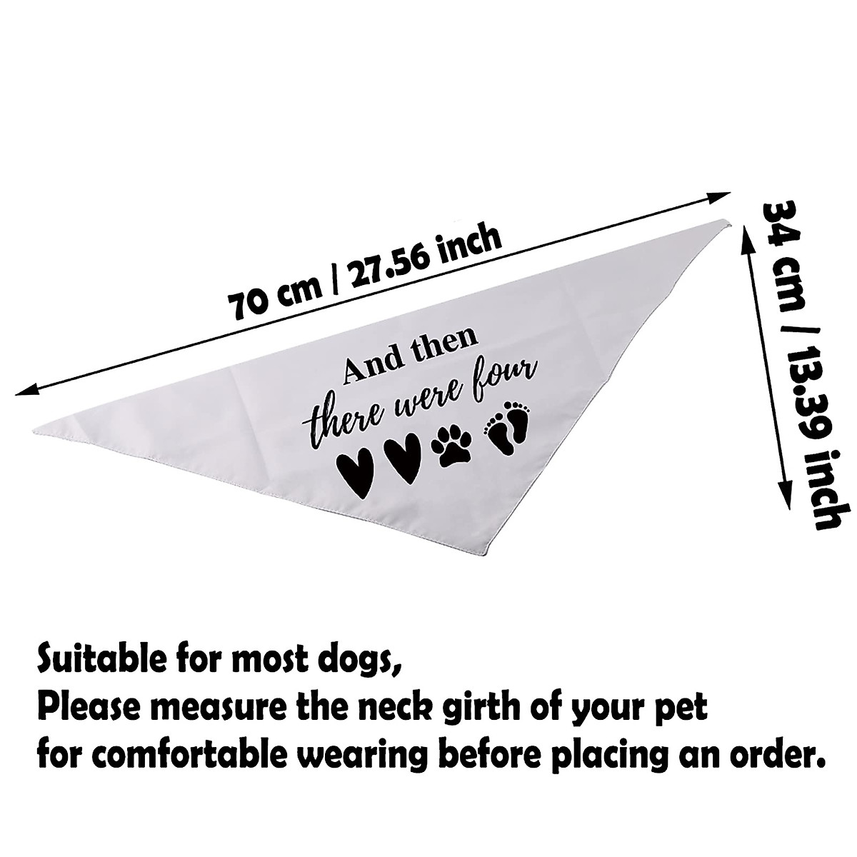 PWHAOO 1 Piece Baby Announcement Dog Bandana And Then There Were Four Dog Bandana New Baby Gift Pregnancy Gift (Were Four white)
