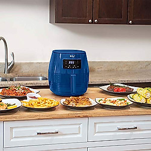 Deco Chef 5.8QT (19.3 Cup) Digital Electric Air Fryer with Accessories and Cookbook- Air Frying, Roasting, Baking, Crisping, and Reheating for Healthier and Faster Cooking (Blue)
