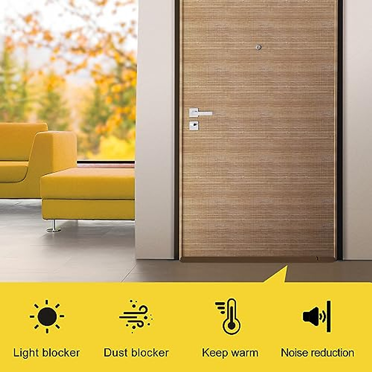 Fowong Adjustable Under Door Noise Stopper 30" to 36" Double Side Draft Stopper Gap Seal up to 1.5" Dustproof Soundproof Brown