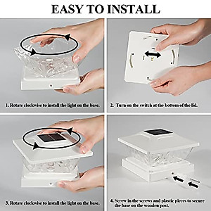 Solar Post Cap Lights Outdoor: 8 Pack Bright 2 Modes LED Solar Fence Deck Lights for 3.5x3.5 4x4 4.5x4.5 5x5 Wooden Posts, IP65 Waterproof Solar Powered Lights for Garden Porch Patio Step Decorations