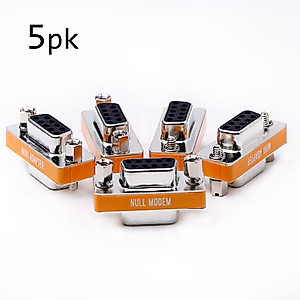Arnorin DB9 Null Modem Female to Female Slimline Data Transfer Serial Port Adapter 5 Pack