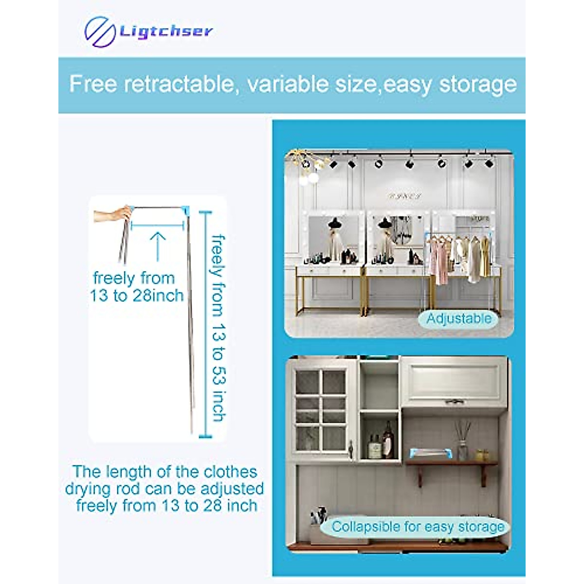 Ligtchser Portable Travel Garment Rack,Folding Clothes Rack for Dance,Travel,Camping, Drying,RV, Indoor,Outdoor. A Collapsible Mini Clothing Rack.